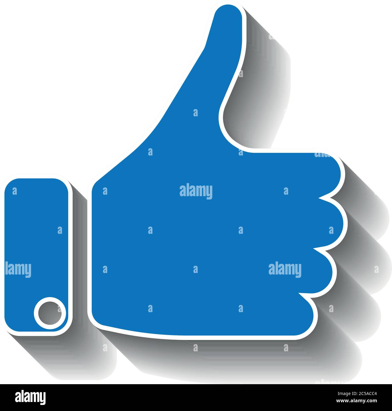 Blue hand silhouette with thumb up. Gesture of like, agree, yes ...