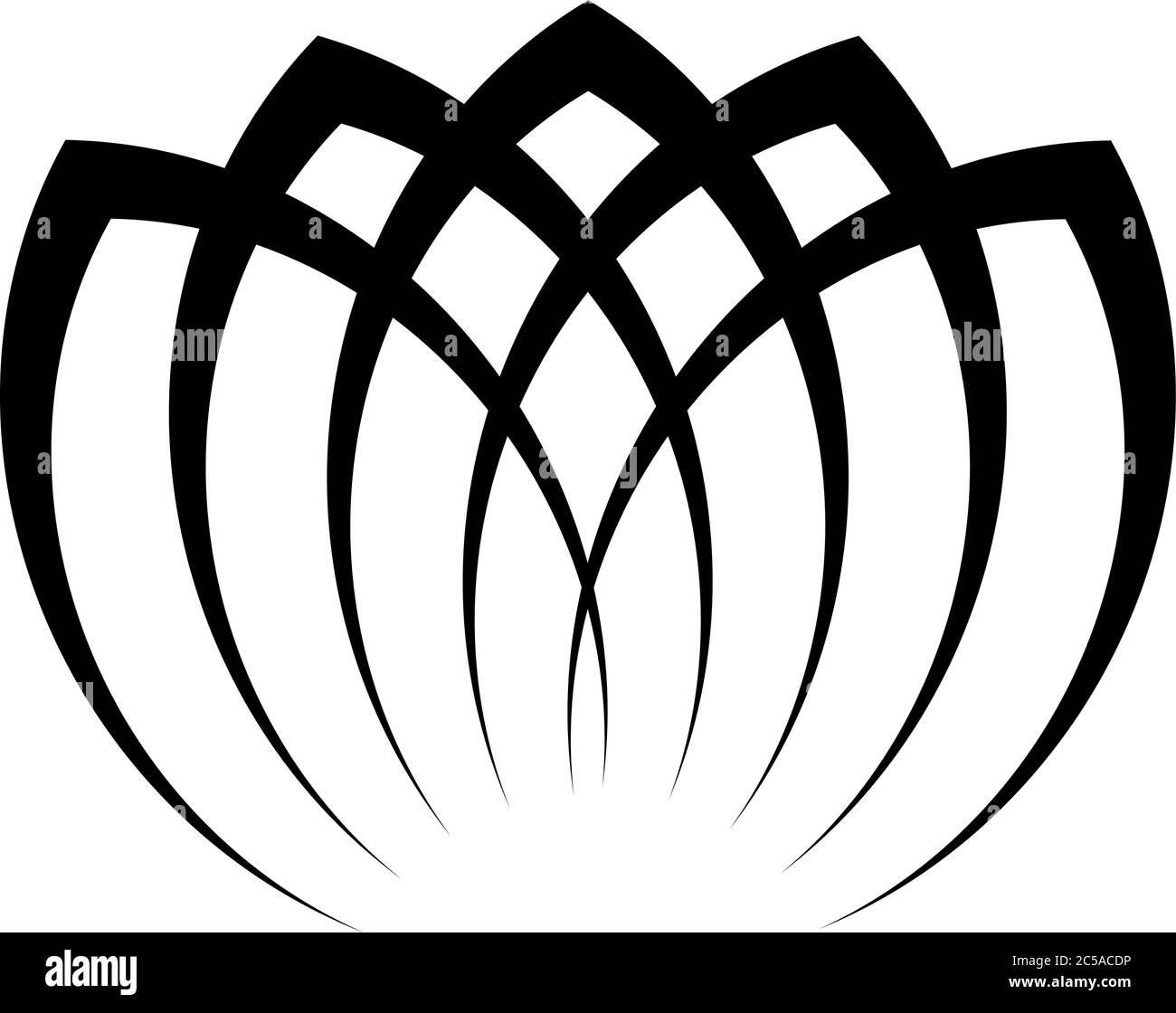 Lotus icon - wellness beauty and spa theme. Simple flat black vector ...