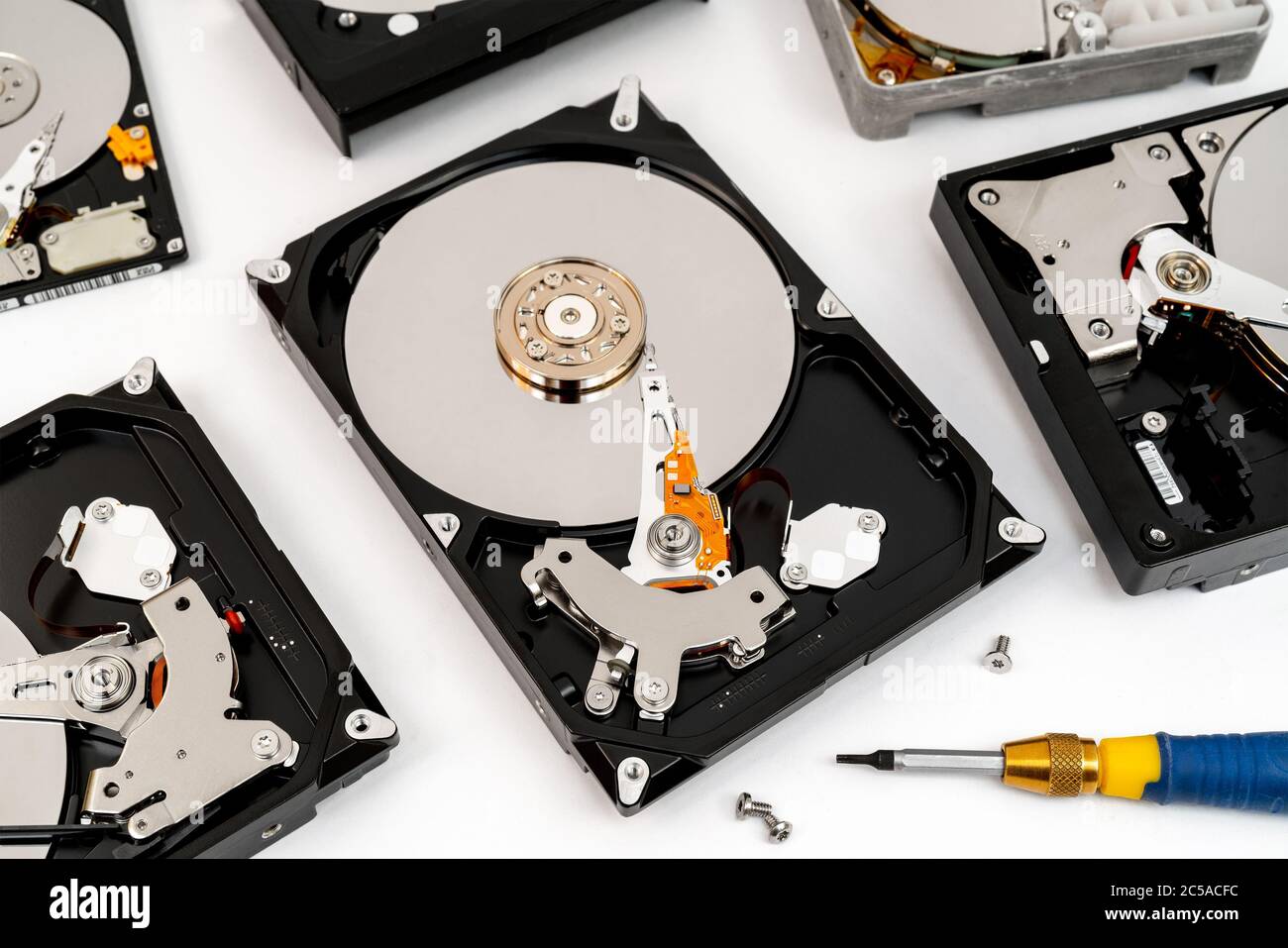Computer hard drive. Repair of electronic devices. Data storage Stock ...