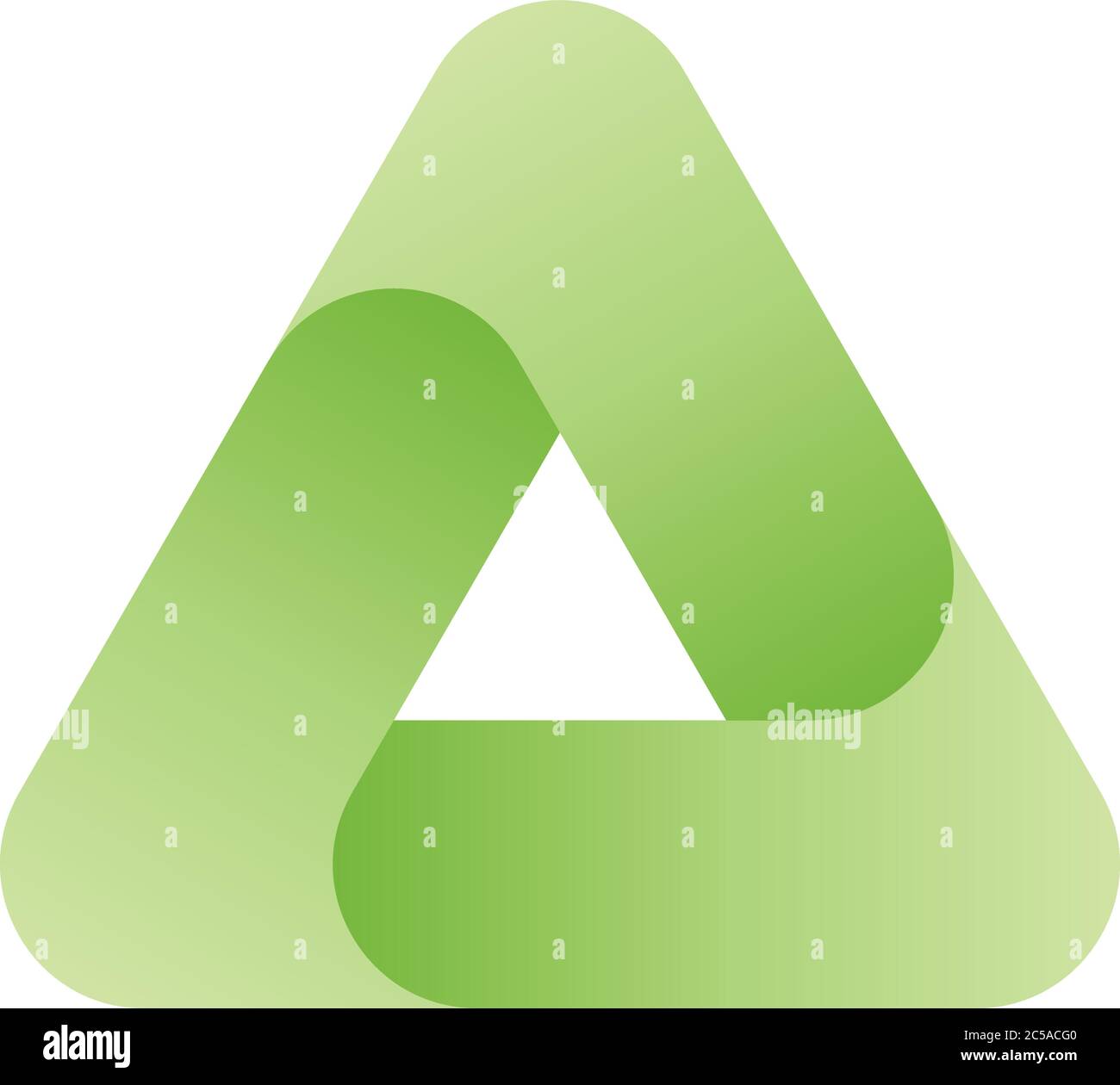 Triangle vector icon with three overlapping sides and rounded corners ...