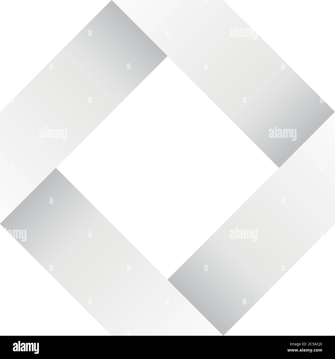 Paper white infinite ribbon loop folded in a shape of rhombus. 3D-like ...