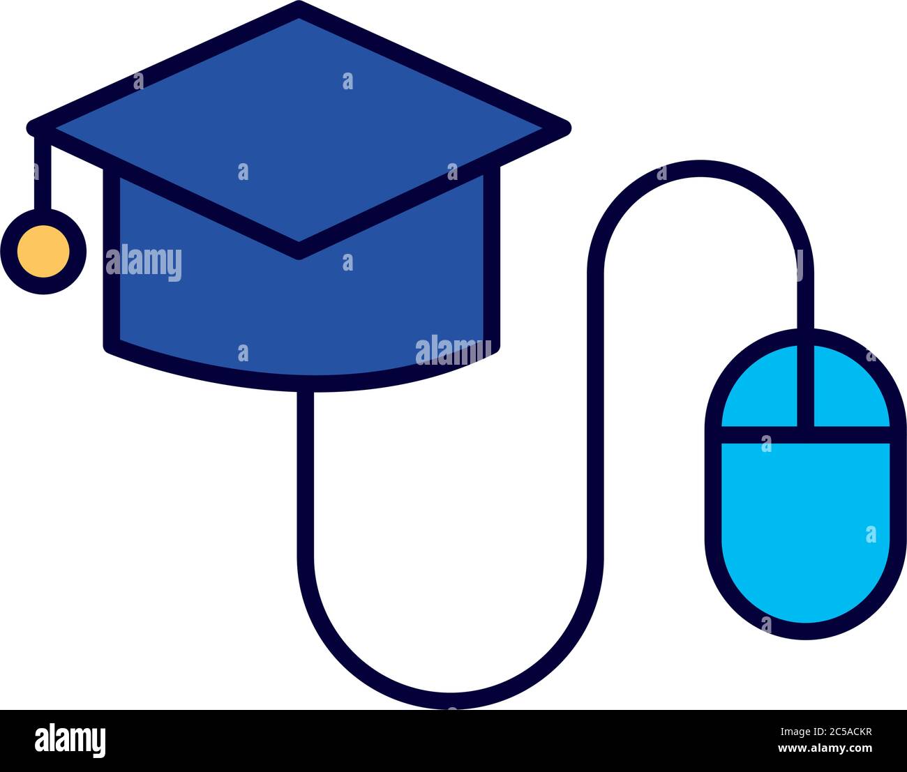 hat graduation with mouse line and fill style icon vector illustration ...