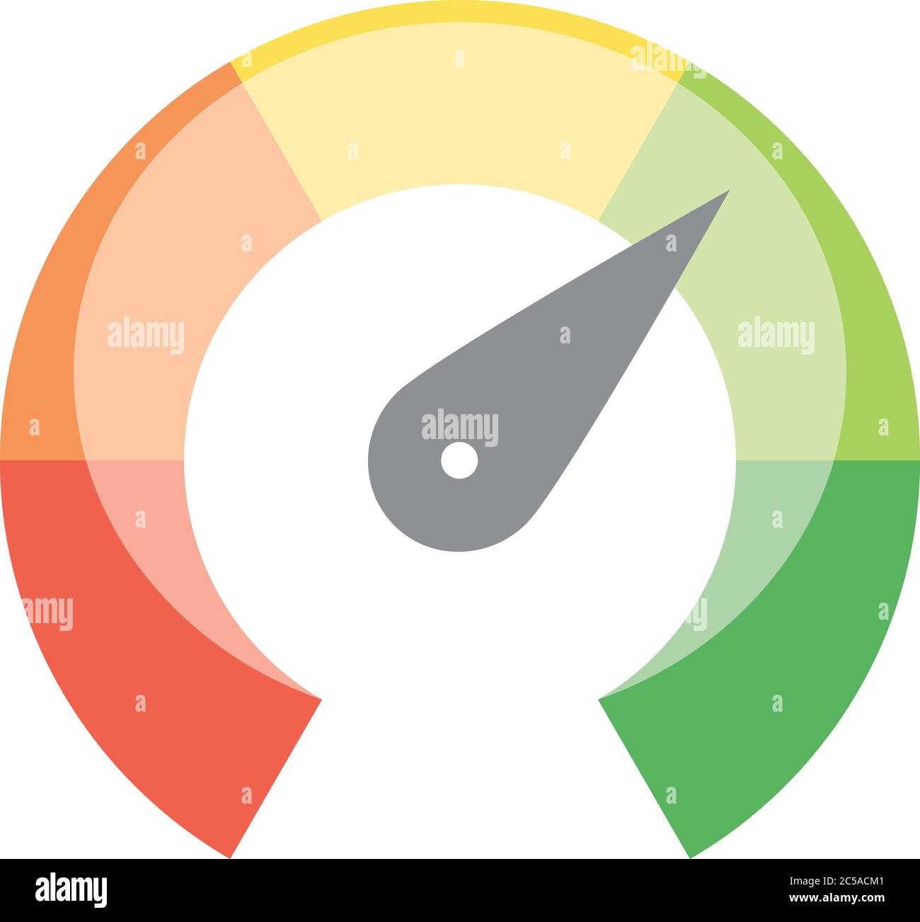 Radial gauge scale from red to green with arrow hand pointer ...