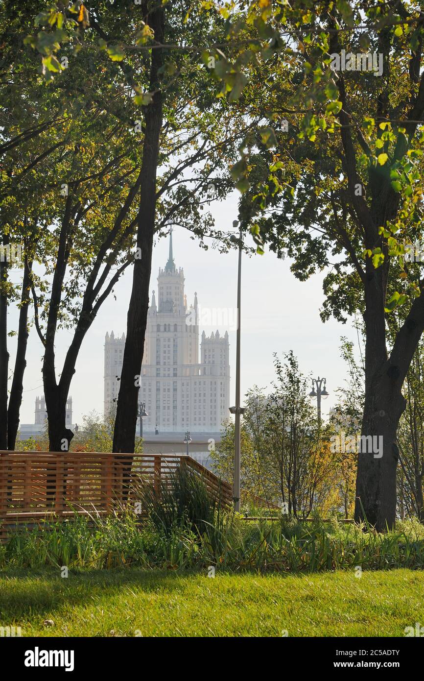 Framed by Trees of the Coastal Forest. The view of the high-rise ...