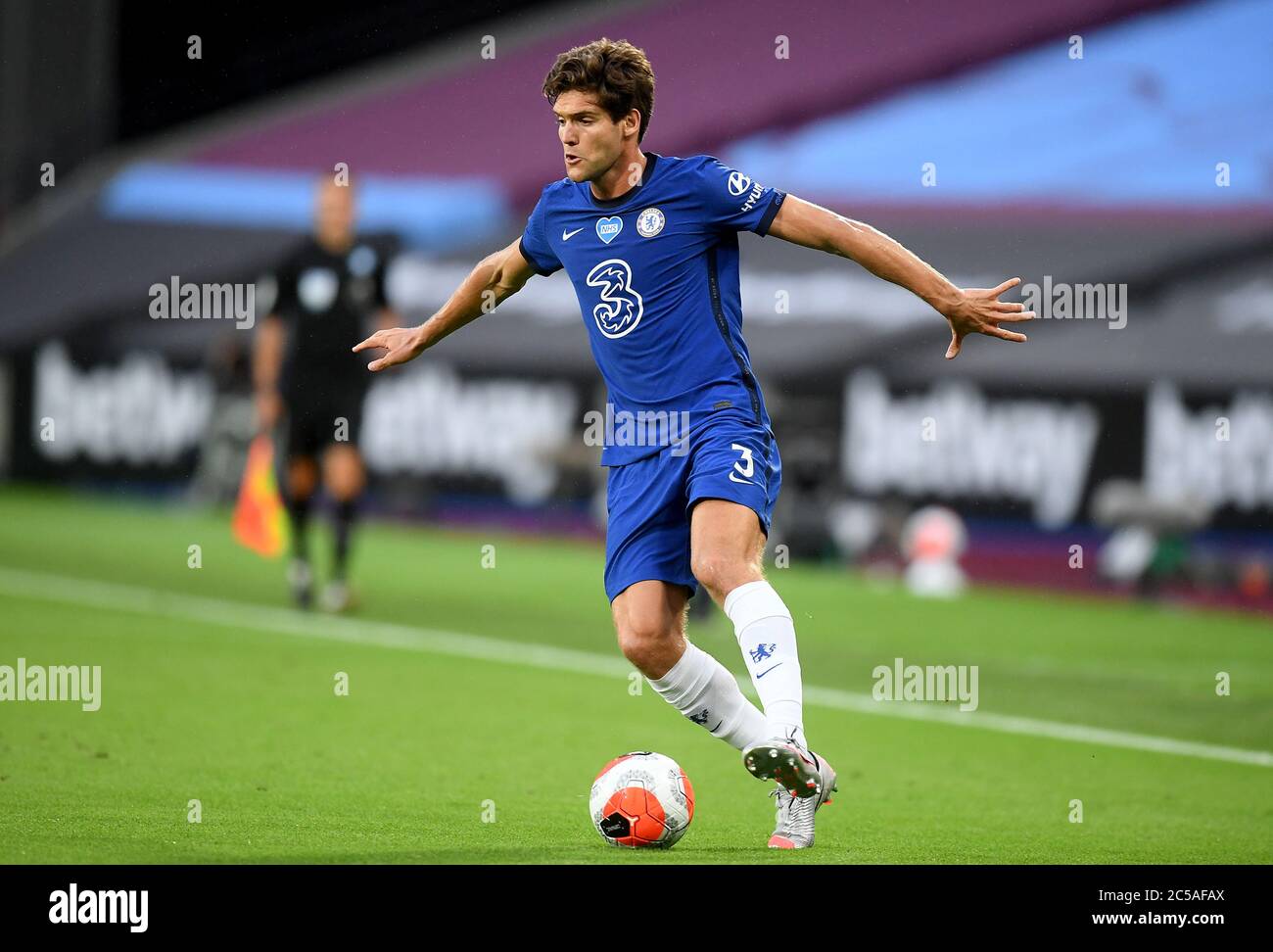 Chelsea's Marcos Alonso during the Premier League match at the London ...