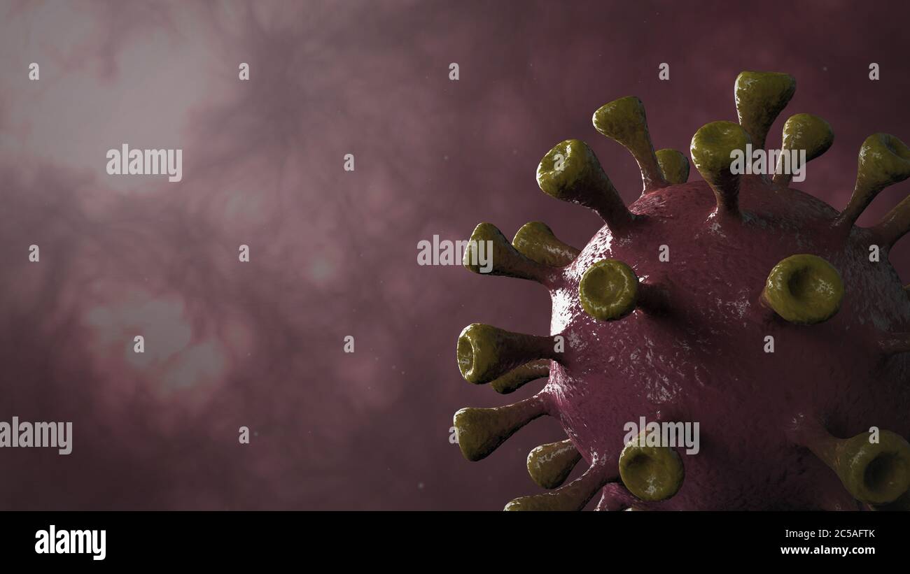 Corona Virus Red Rotation spinning in center Isolated with Dinamic ...