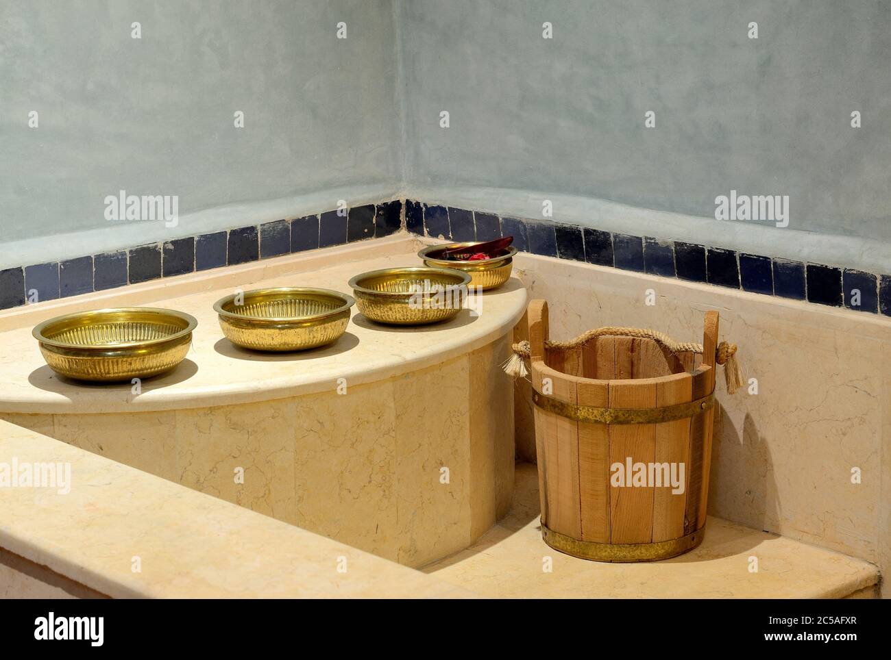Wash-bowls inside of a traditional Turkish Bath Stock Photo - Alamy