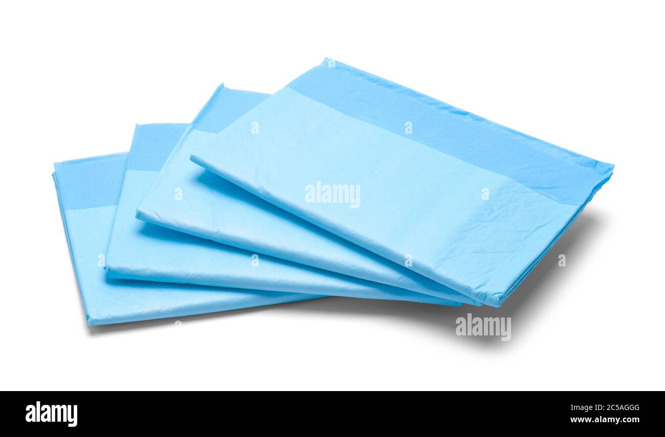 Pile of Blue Diaper Pee Pads Isolated on White Background Stock Photo ...