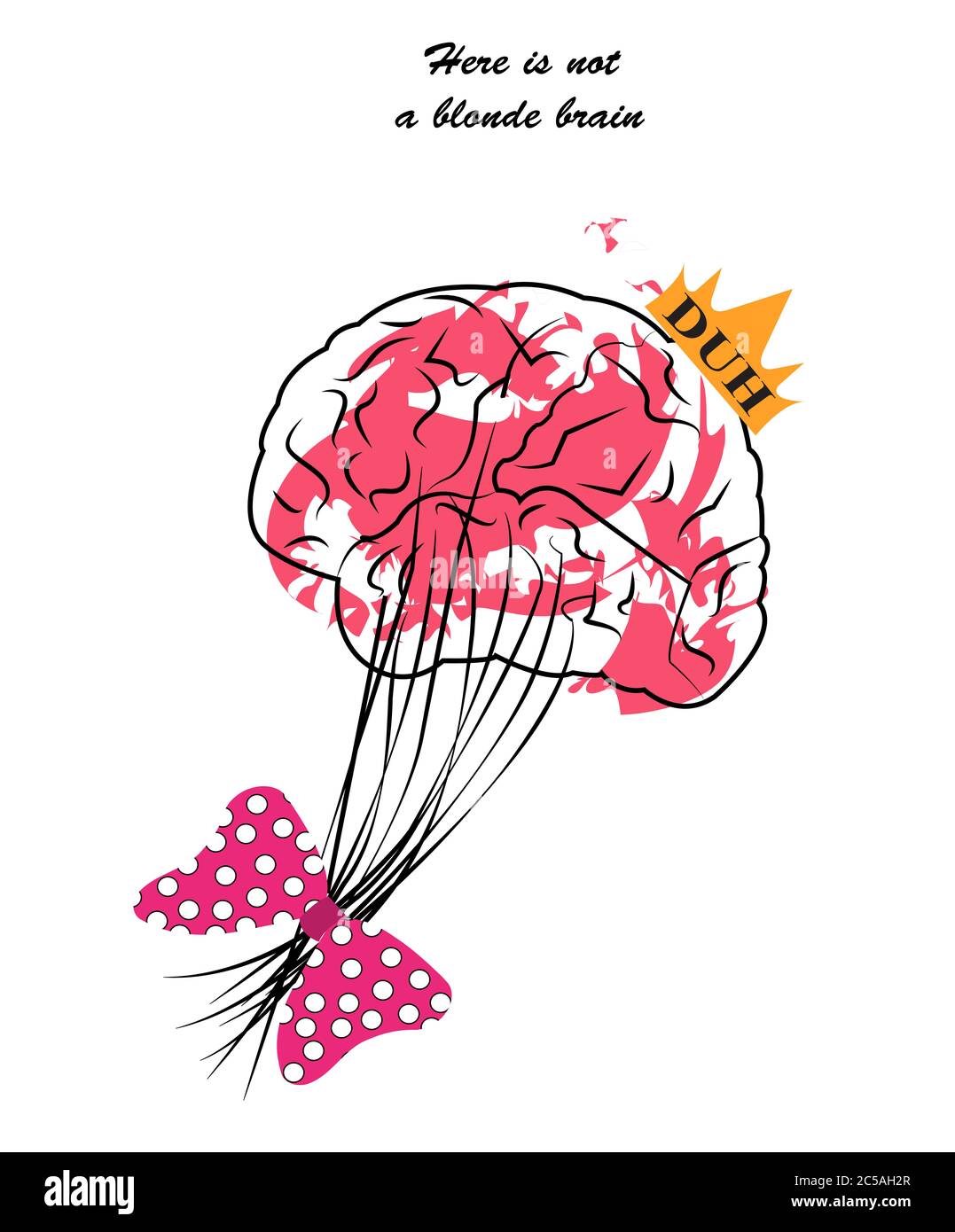 illustration of a blonde brain for being stupid with a pink ribbon on ...