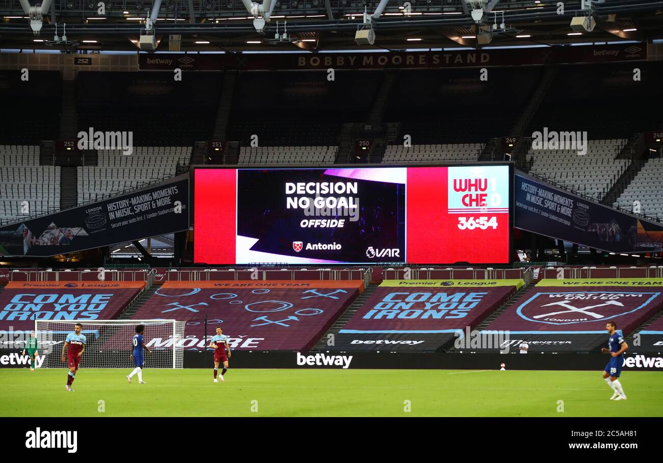 The VAR review shows no goal after West Ham United's Tomas Soucek (not ...