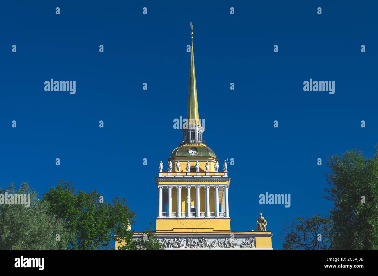 The golden spire of neoclassical Admiralty Building is iconic view in ...
