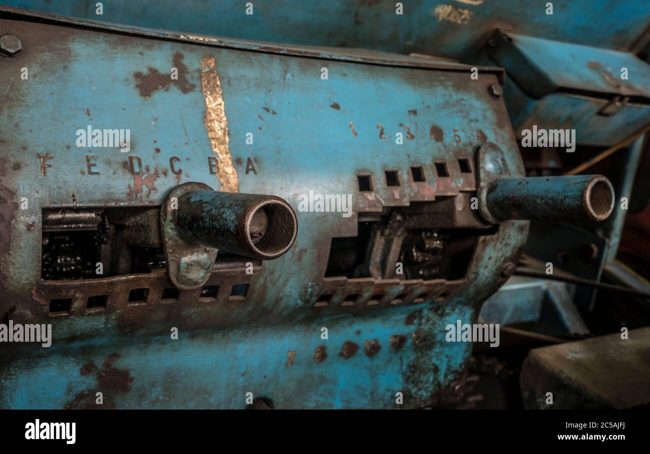 detail of an old sowing machine Stock Photo - Alamy