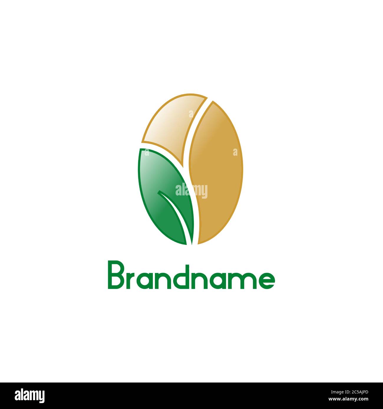 Natural Coffee Bean Logo, coffee bean with green leaf design concept ...