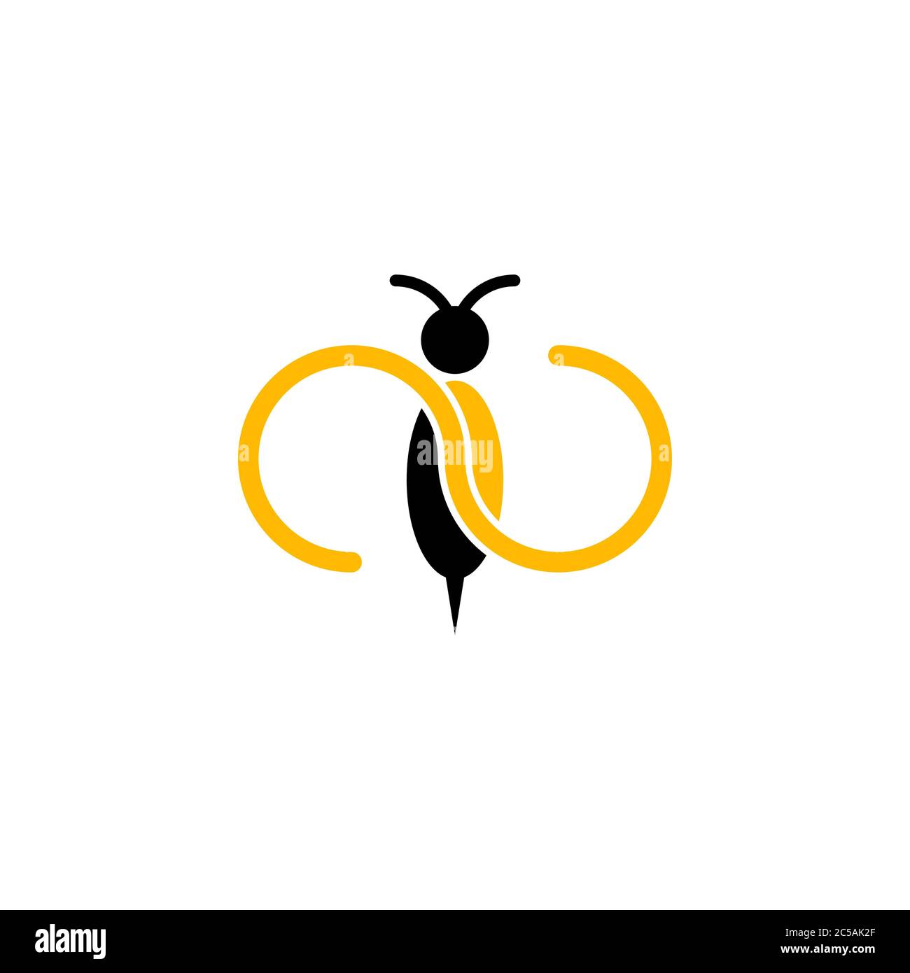 Bee logo with wings forms infinity, symbolizing continuous and endless ...