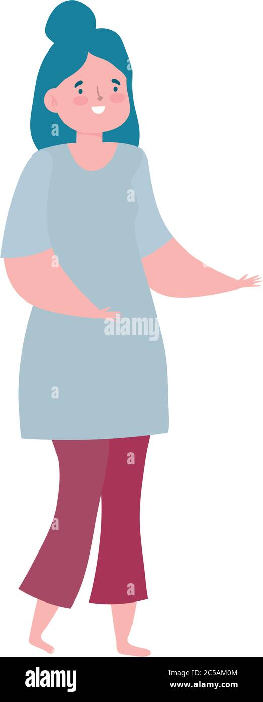 young woman character female standing isolated icon design white ...
