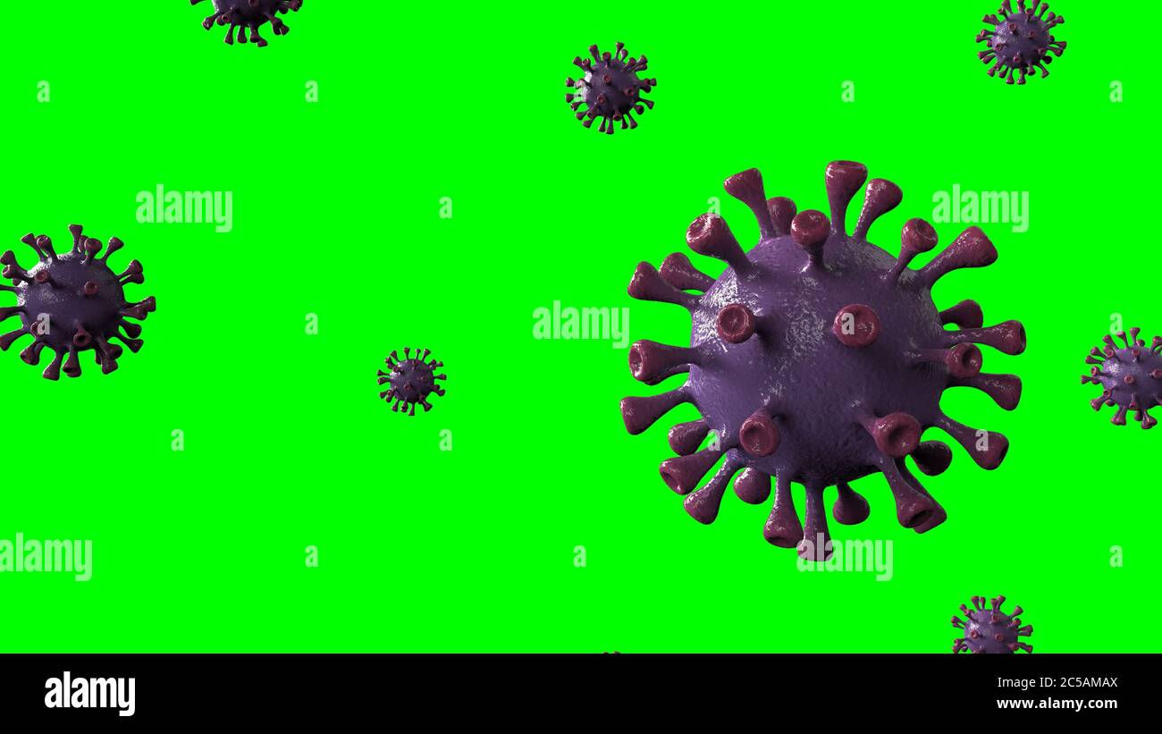 Corona Virus Violet Rotation spinning in center Isolated with Green ...