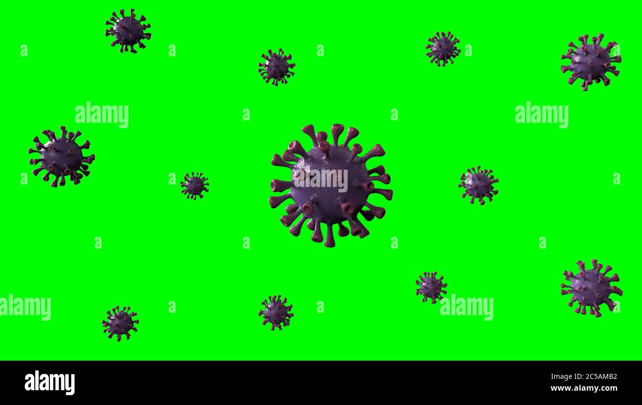 Corona Virus Violet Rotation spinning in center Isolated with Green ...