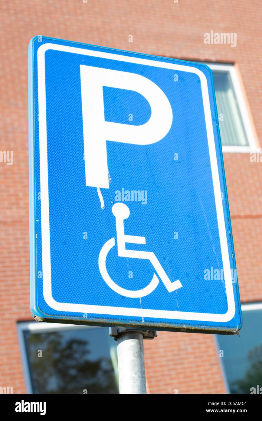 Dutch road sign: disabled parking space Stock Photo - Alamy