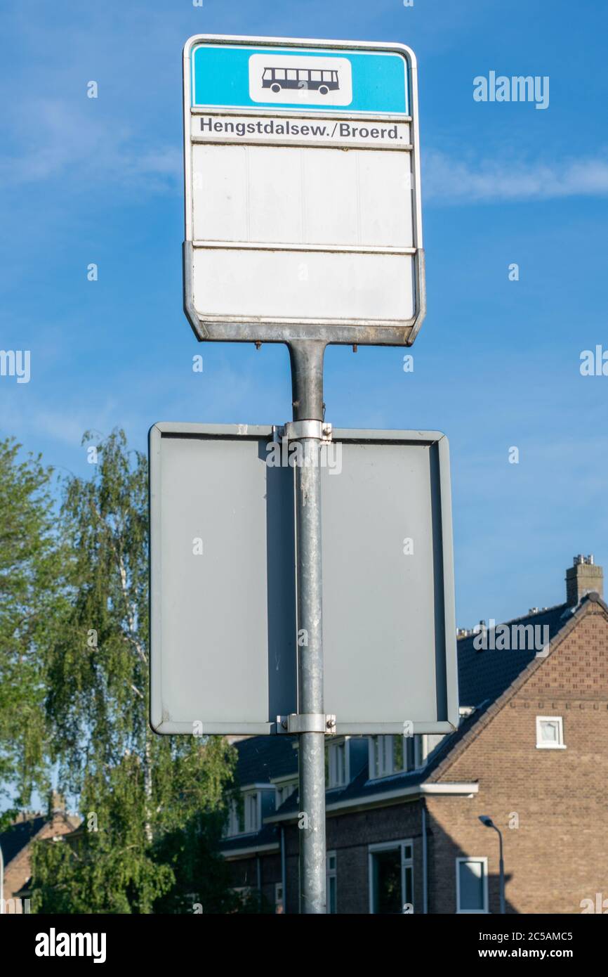 Empty Dutch bus stop sign in the Netherlands Stock Photo - Alamy