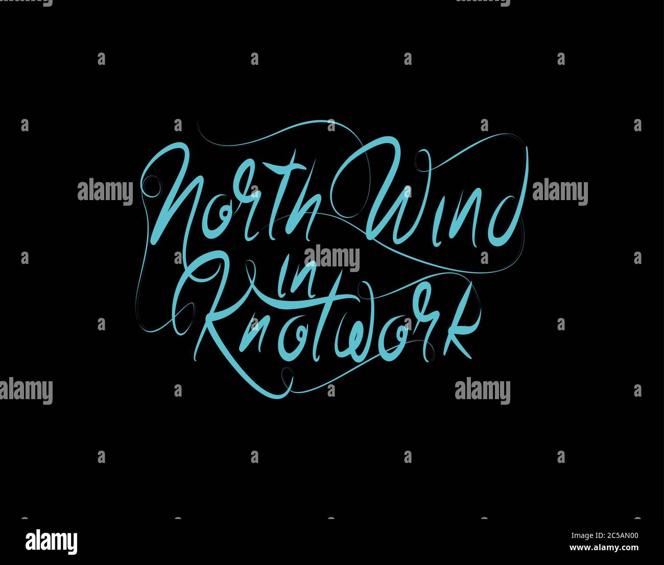 North Wind In Knotwork Lettering Text on Black background in vector ...