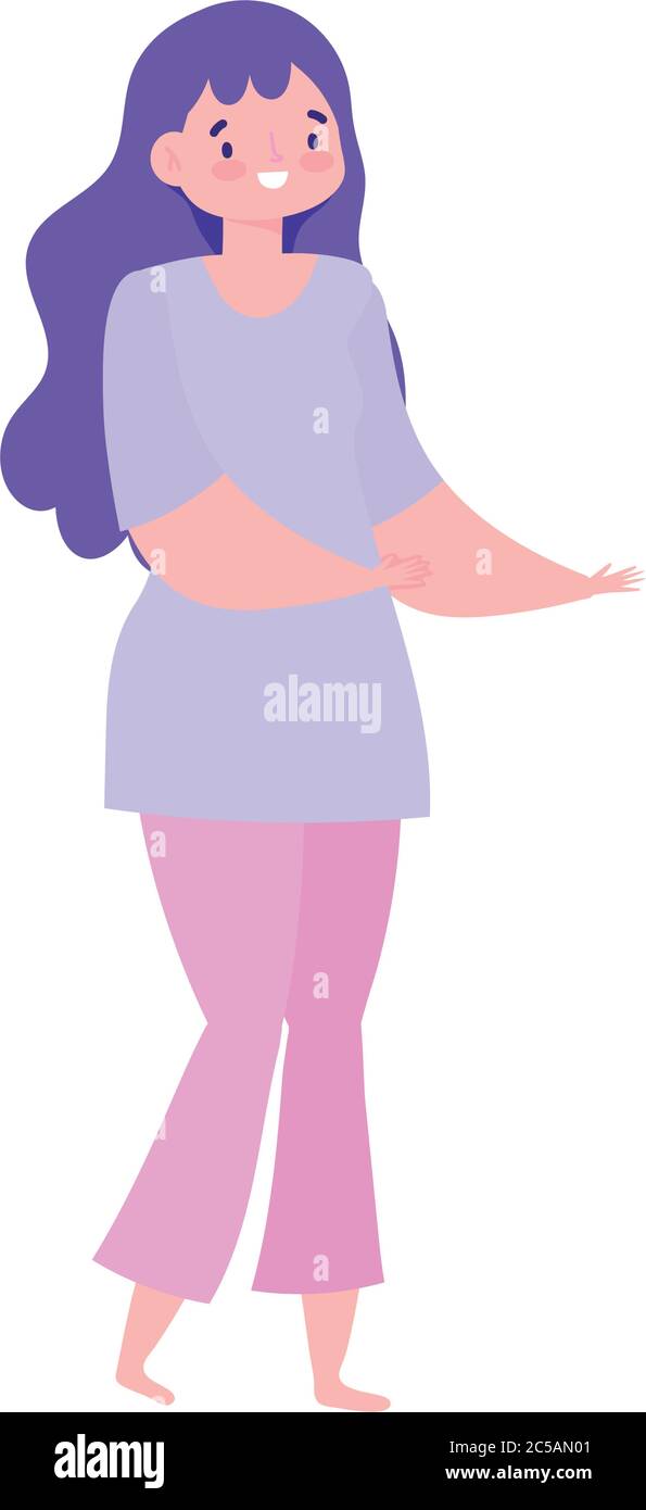 young woman character female standing isolated icon design white ...