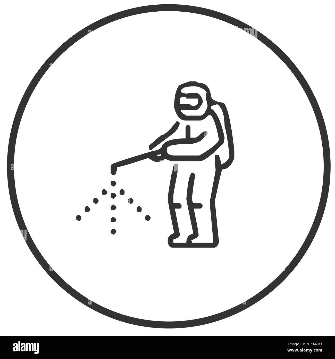Disinfecting Icon. Using hose to spray disinfectant icon vector ...