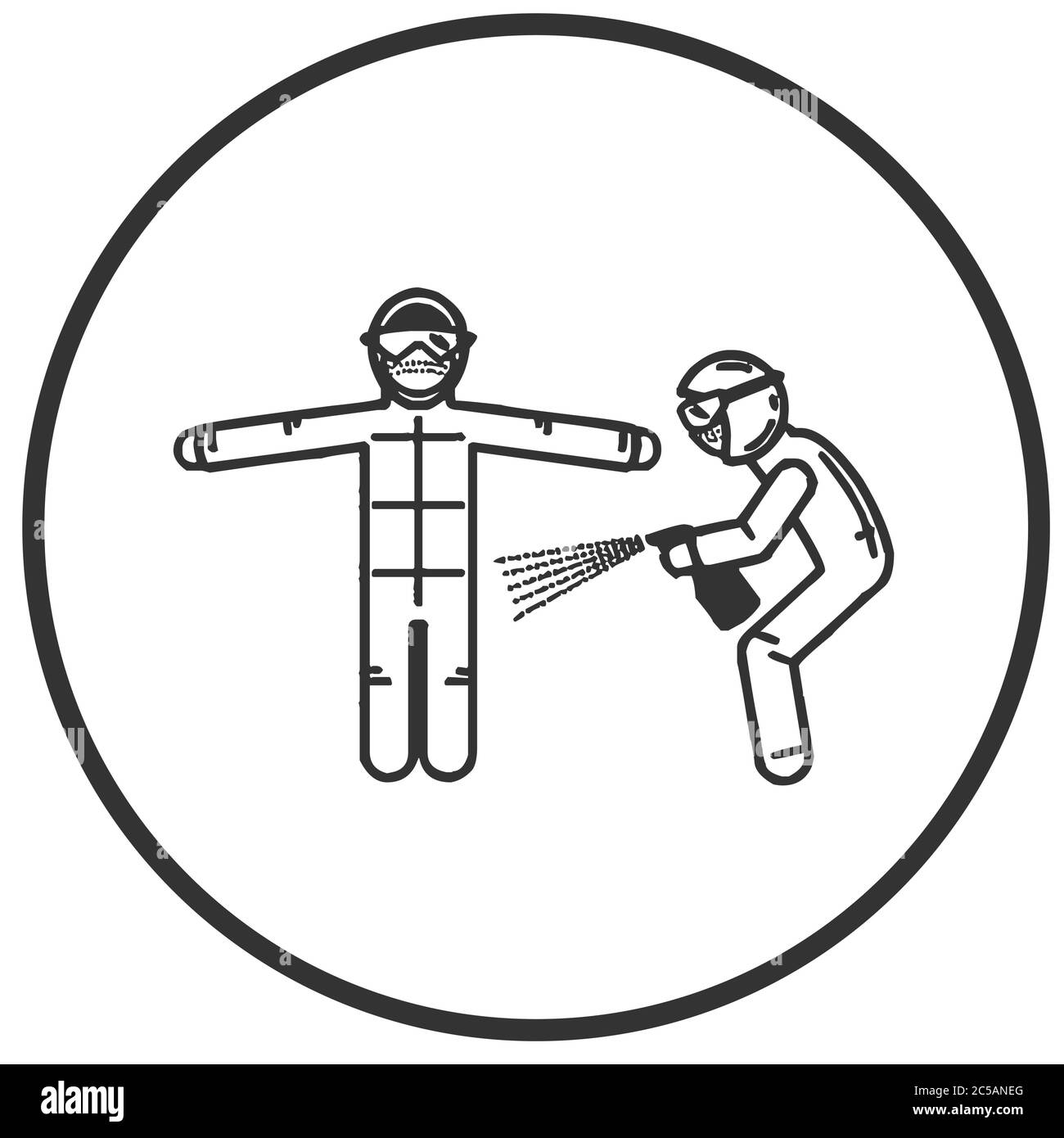 Disinfecting Icon. Using hose to spray disinfectant icon vector ...