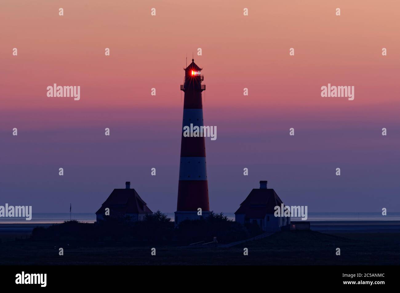 Westerheversand Lighthouse on Eiderstedt peninsula, North Frisia ...