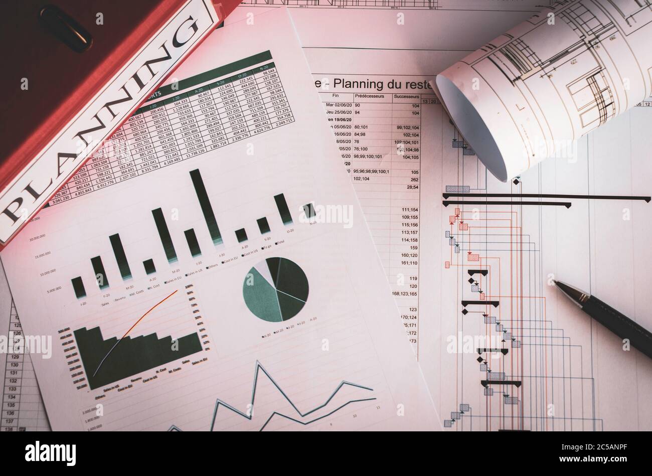 Construction project planning, management concept, gantt chart schedule ...