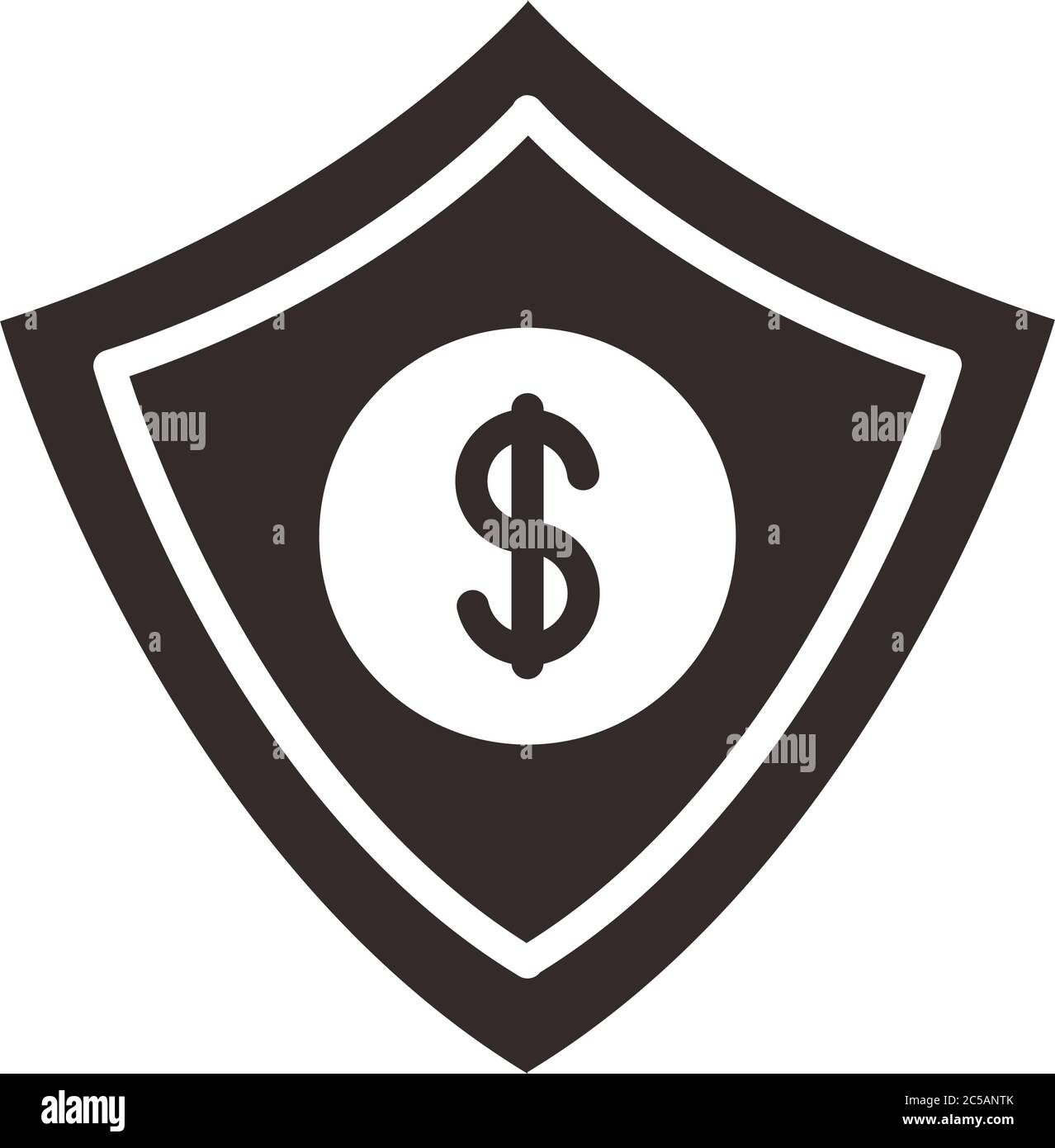 coin dollar with shield silhouette style vector illustration design ...