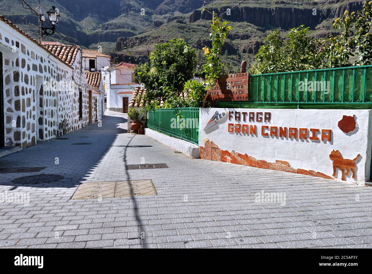 FATAGA, SPAIN - FEB 27, 2014: Mountain village Fataga is one from most ...