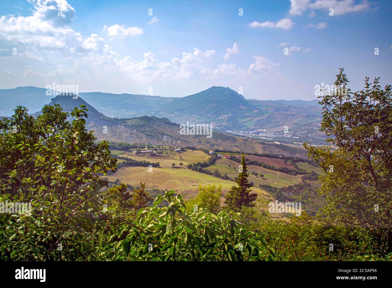 Bucolic landscape, between hills and valleys, of the historic duchy of ...