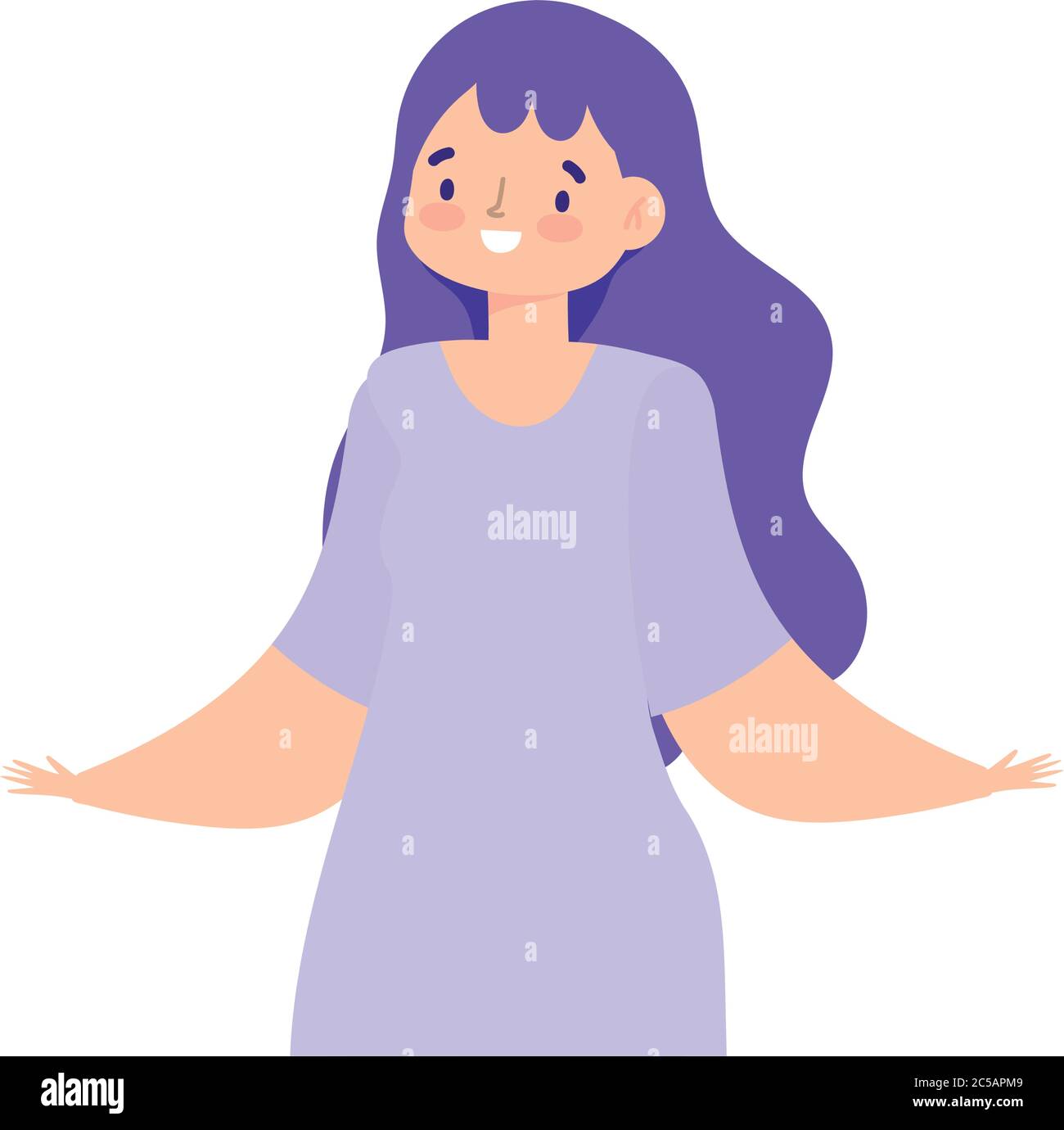 young woman character female standing isolated icon design white ...