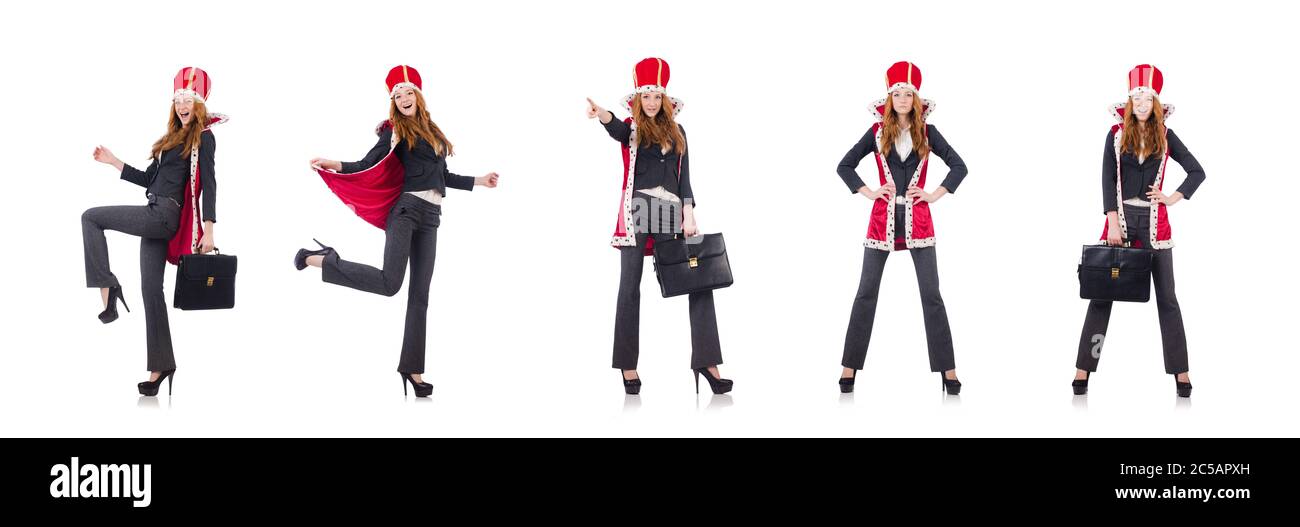 The woman queen isolated on the white background Stock Photo - Alamy