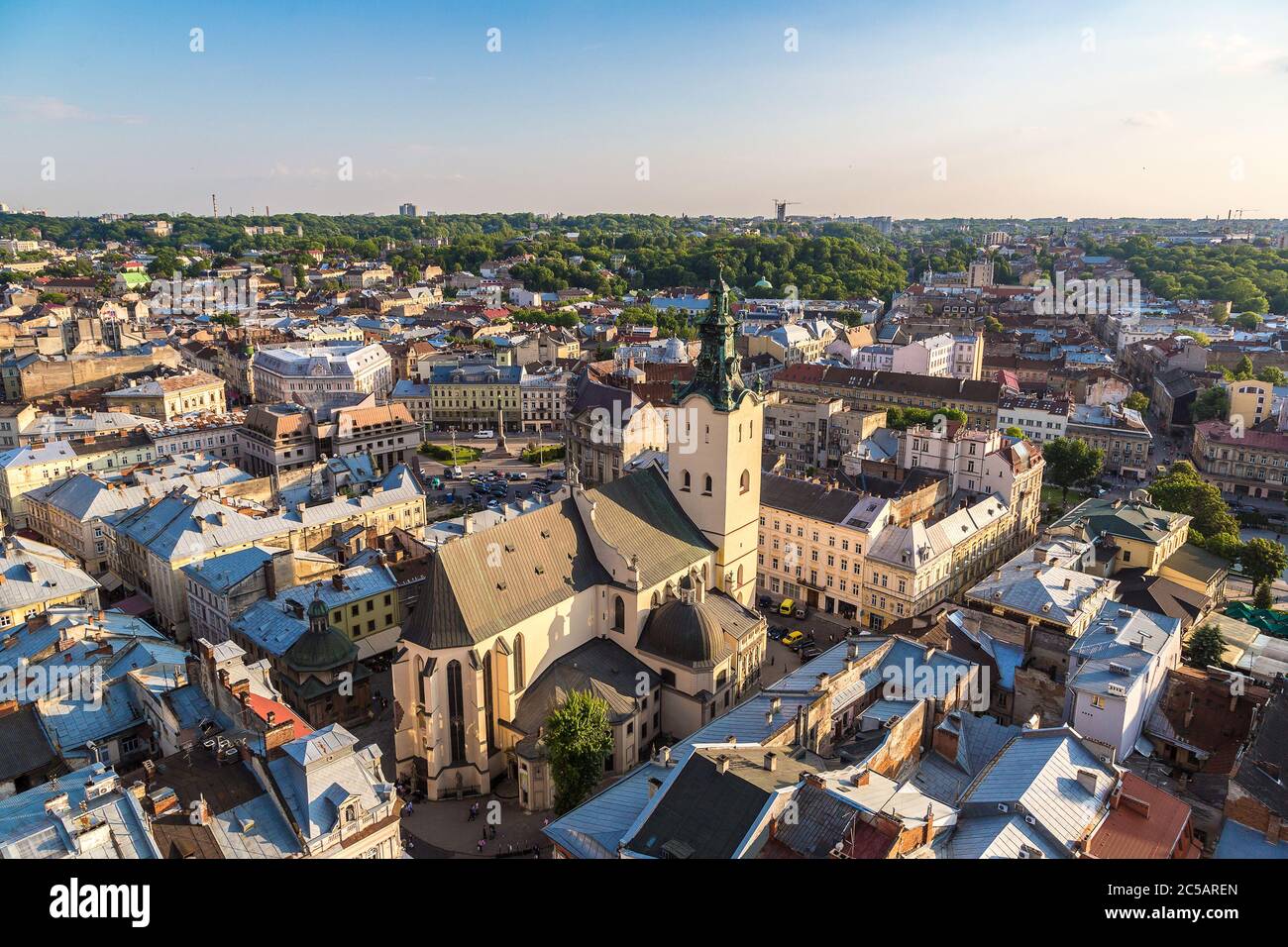 Panoramic view of Lviv in a beautiful summer day, Ukraine Stock Photo ...