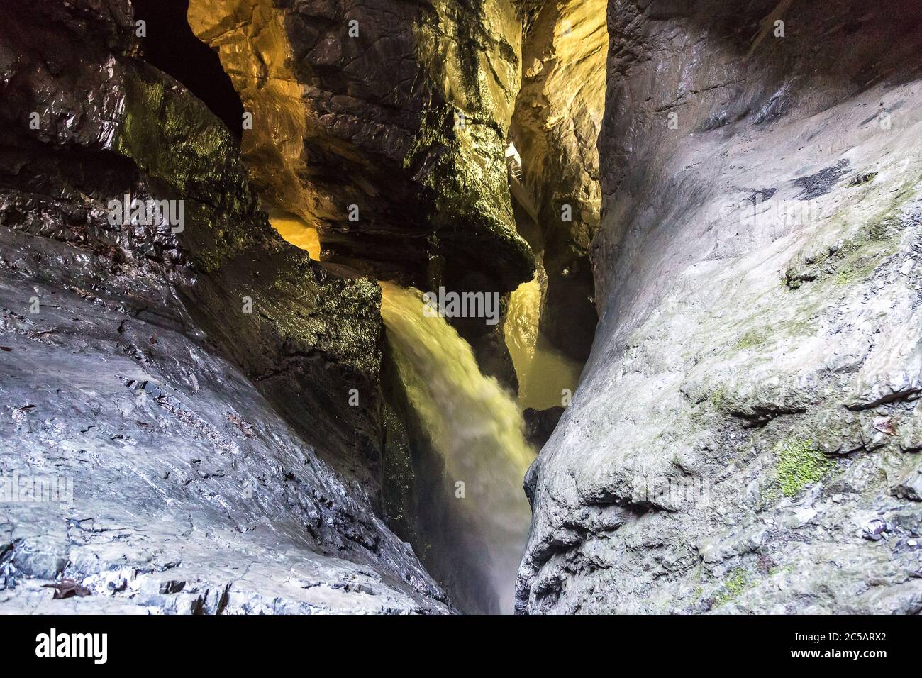Trummelbach waterfall inside the mountain in Switzerland Stock Photo ...