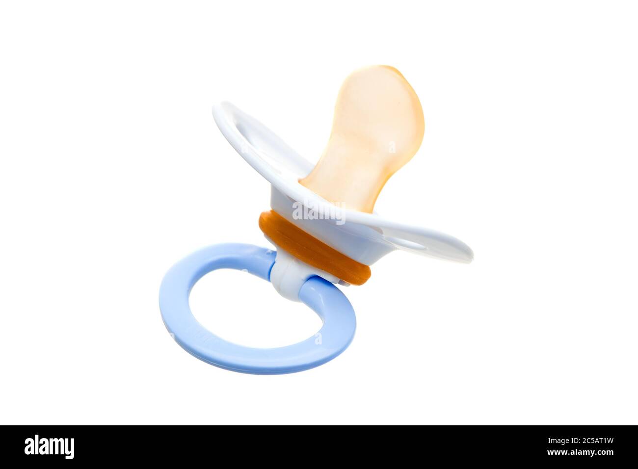 a blue pacifier babies made of soft silicone, newborn soother isolated ...