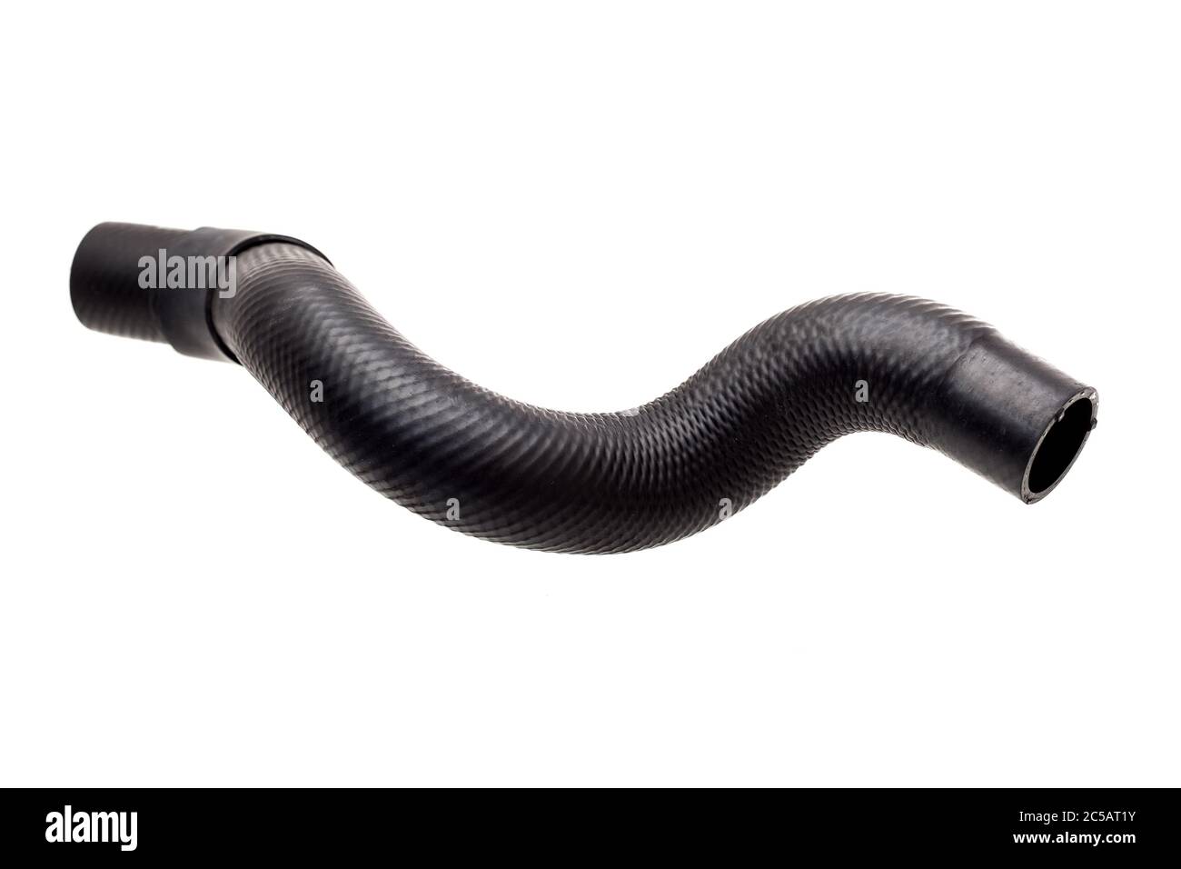 the radiator pipe made of black hard rubber new car spare part isolated ...