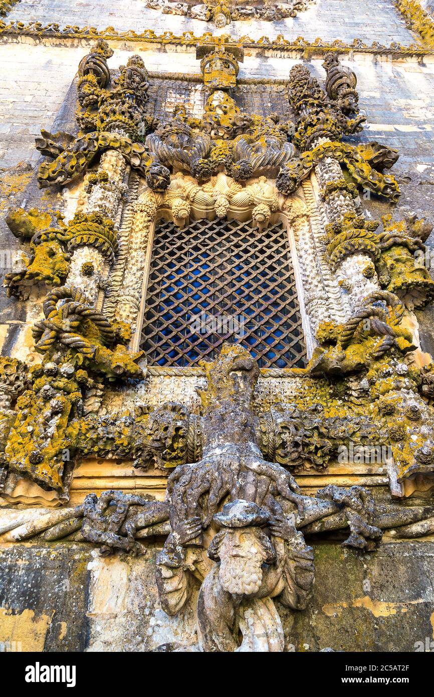 Facade of the Convent of Christ with its famous intricate Manueline ...