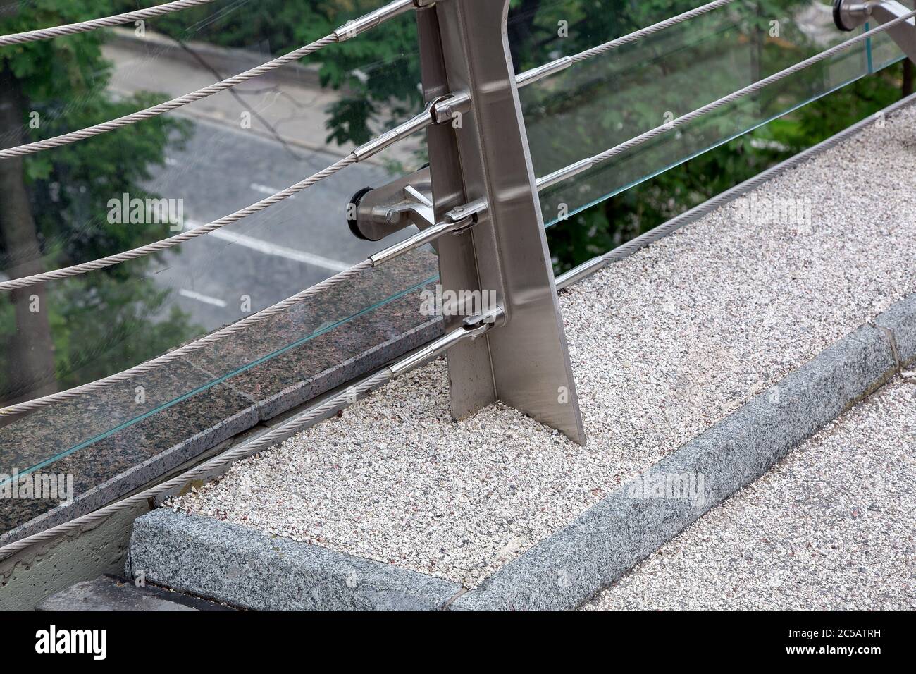 construction details of a glass bridge with steel mounts and a granite ...