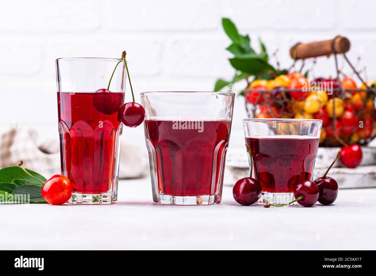 Fresh cherry juice. Summer drink Stock Photo - Alamy