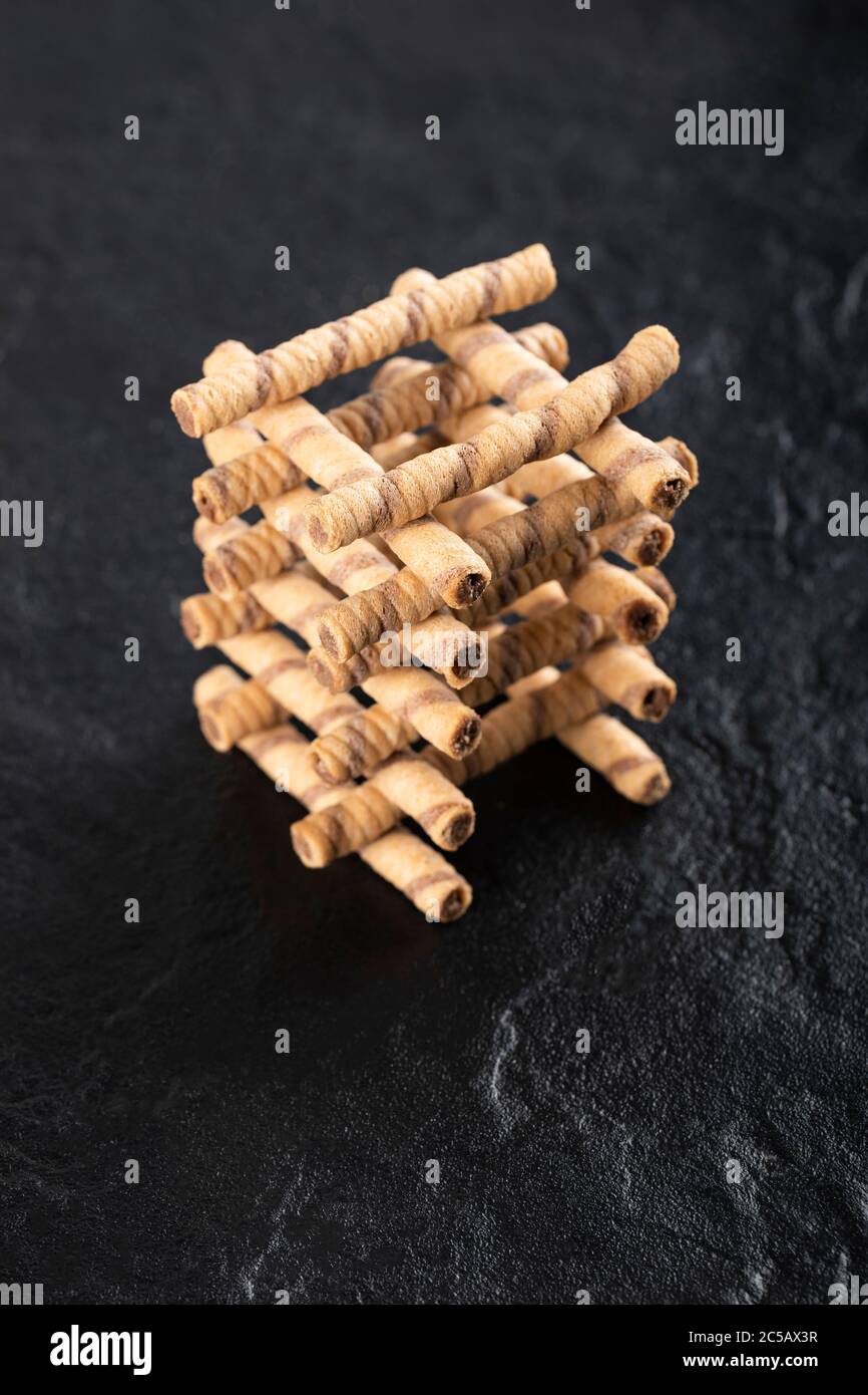 Chocolate waffle sticks Stock Photo - Alamy