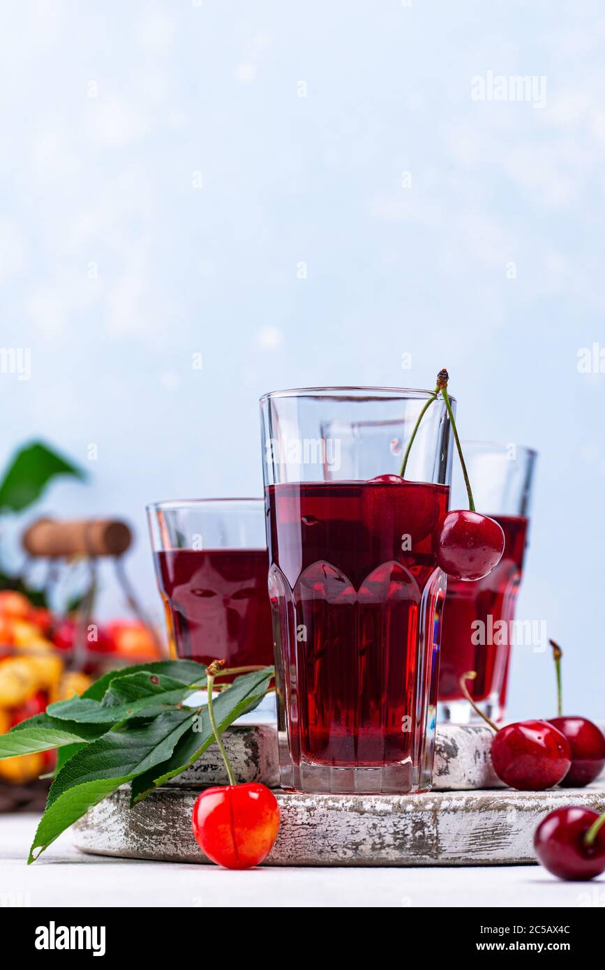 Fresh cherry juice. Summer drink Stock Photo - Alamy