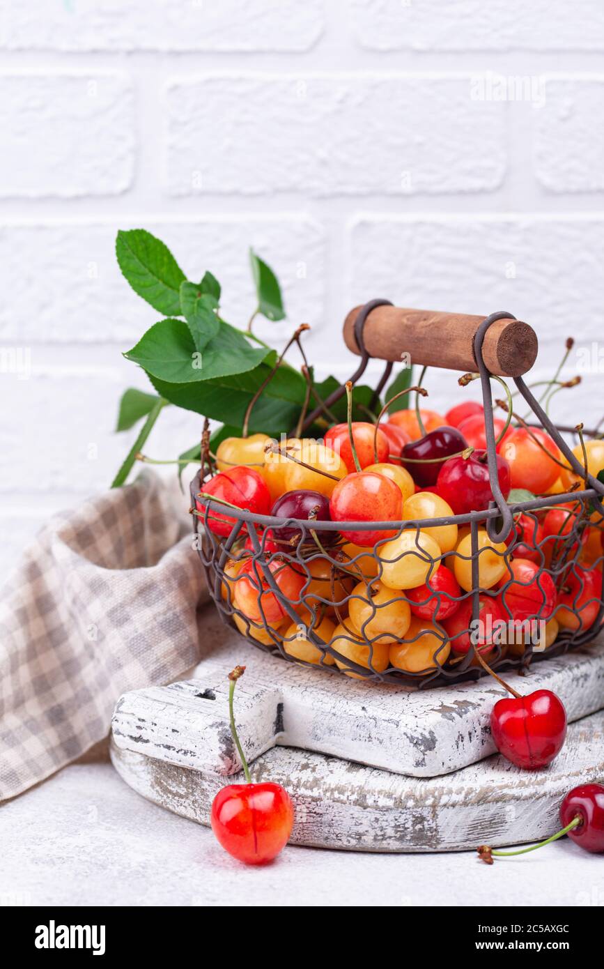 Fresh ripe red and yellow cherry Stock Photo - Alamy