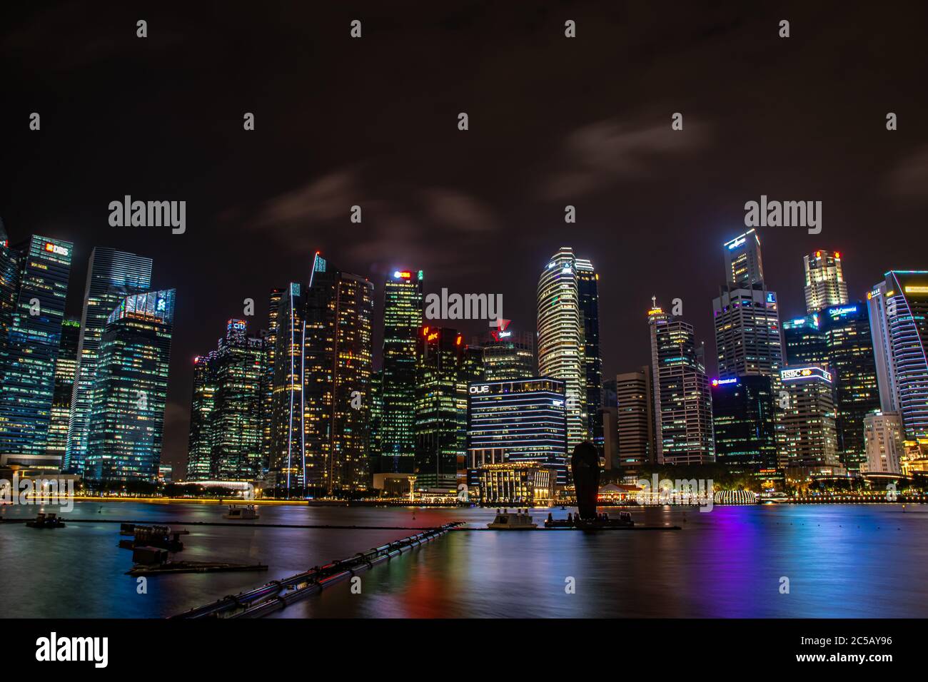 PANORAMIC NIGHT SCENE VIEW FROM SINGAPORE CITY, NOVEMVER, 2018 Stock ...