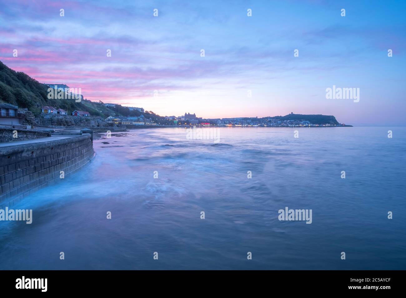 Sunset across South Bay at Scarborough Stock Photo - Alamy