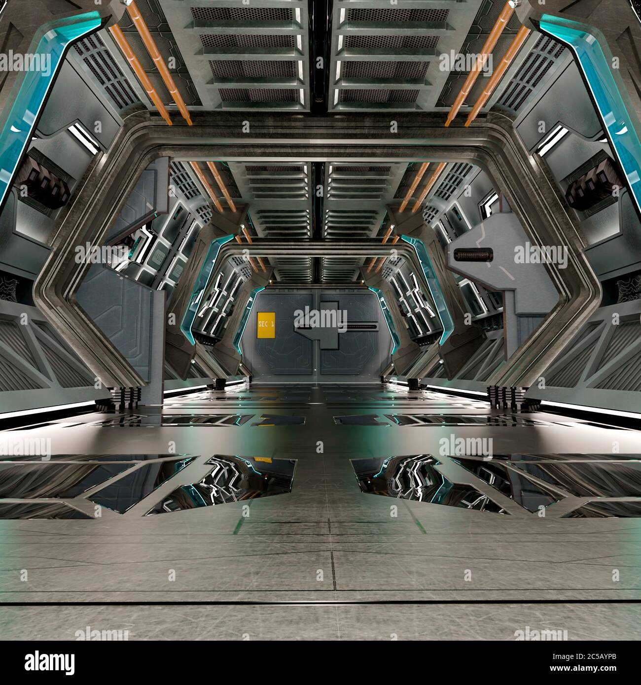 high tech corridor, 3d illustration Stock Photo - Alamy