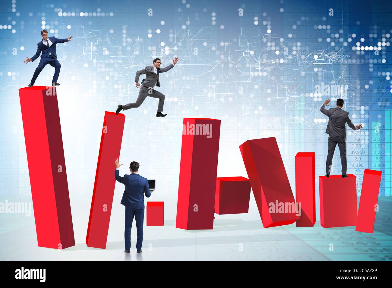 Business people in the collapsing economy concept Stock Photo - Alamy