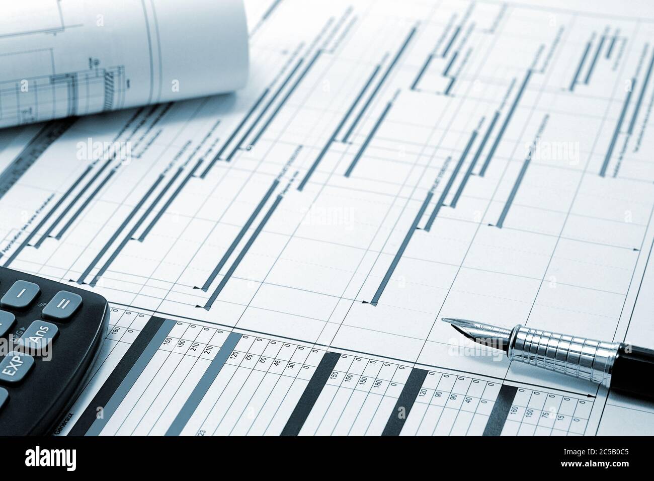 Construction project planning, management concept, gantt chart schedule ...