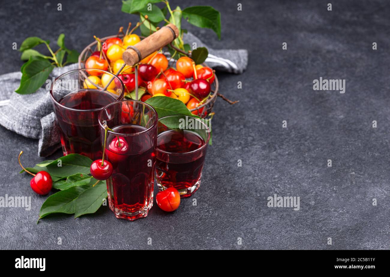 Fresh cherry juice. Summer drink Stock Photo - Alamy